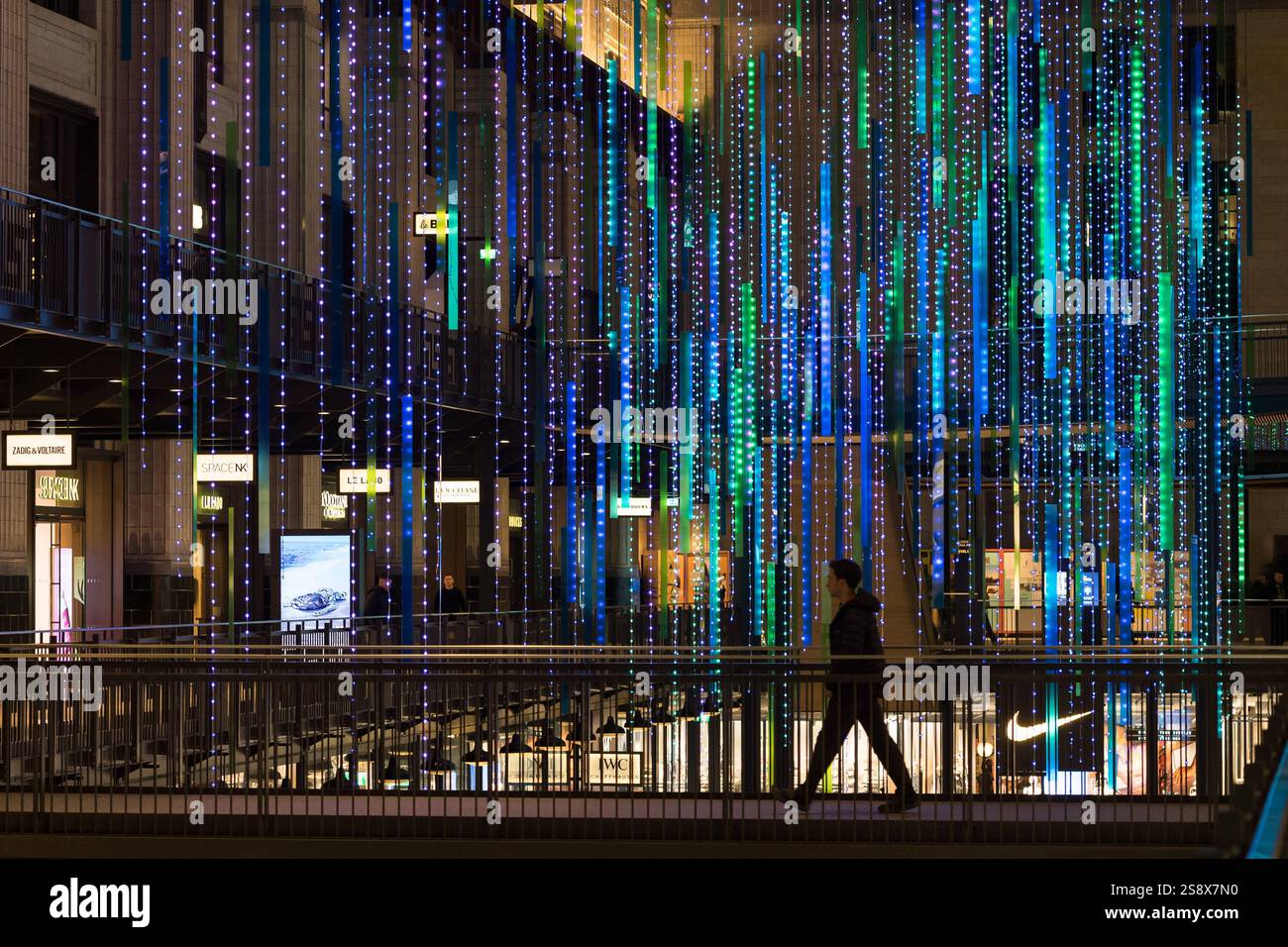 London, UK. 23rd January, 2025. 'Aurora', an abstract light sculpture ...