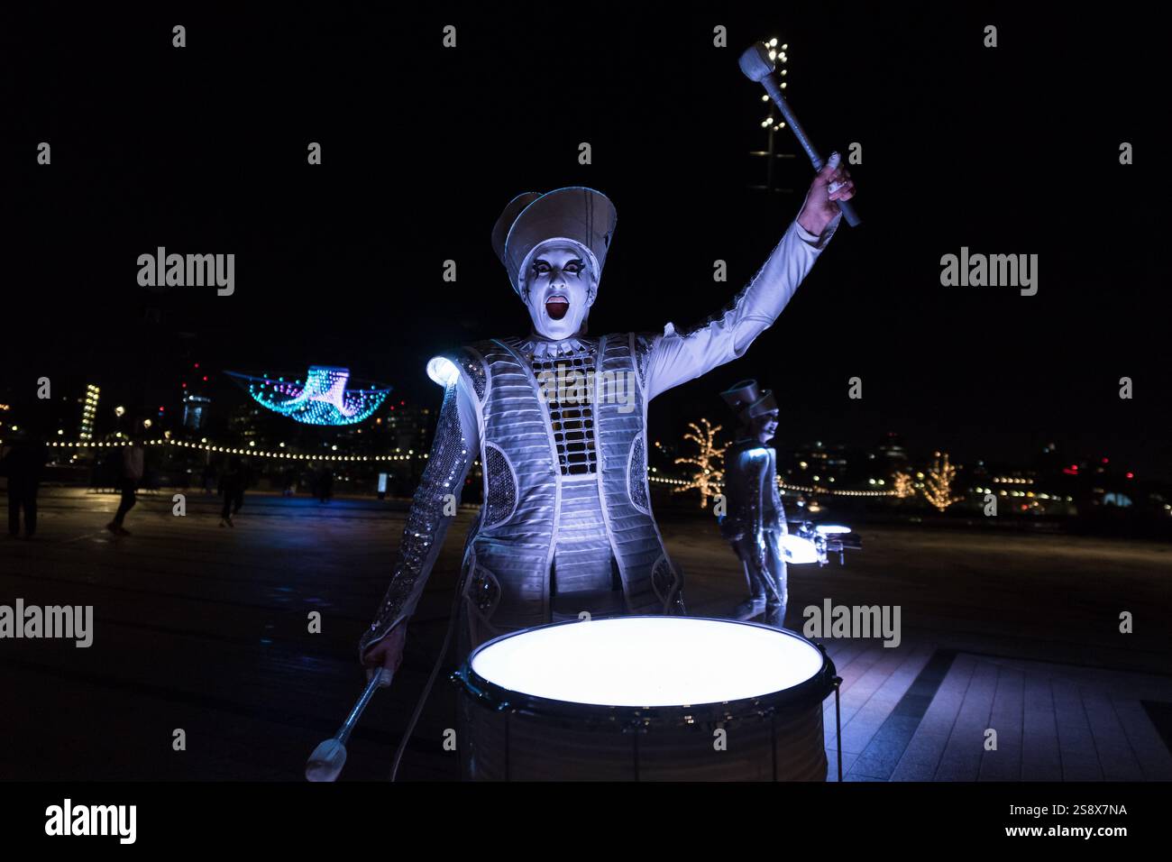 London, UK. 23rd January, 2025. LED drummer performs during Battersea ...