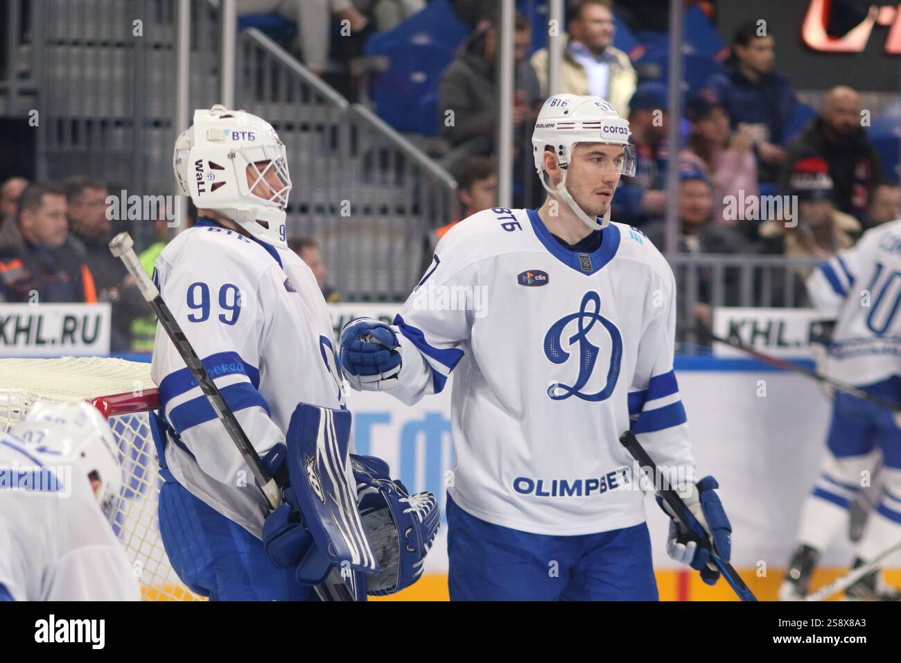 Saint Petersburg, Russia. 23rd Jan, 2025. Maxim Motorygin (99) and Artyom Shvets-Rogovoi (R) of ...