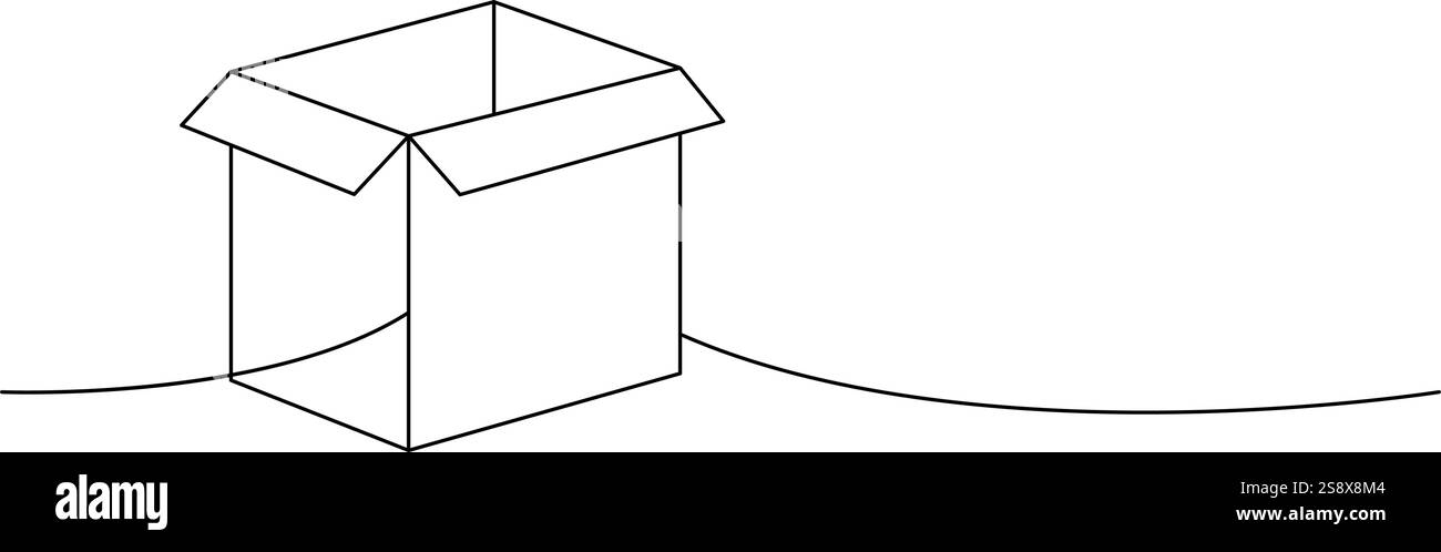 Paper box one line continuous drawing. Carton delivery packaging box ...