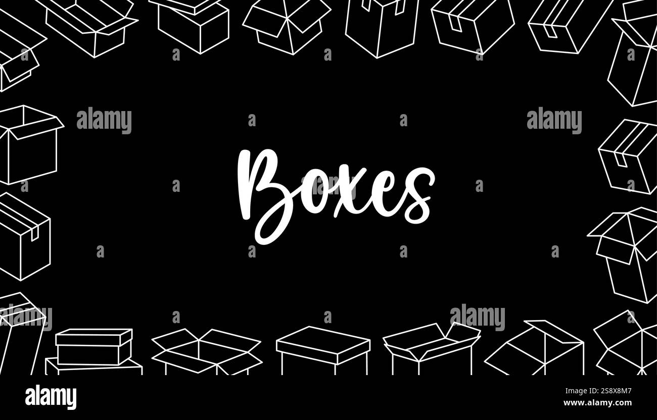 Cardboard boxes horizontal banner. Carton delivery packaging boxes ...