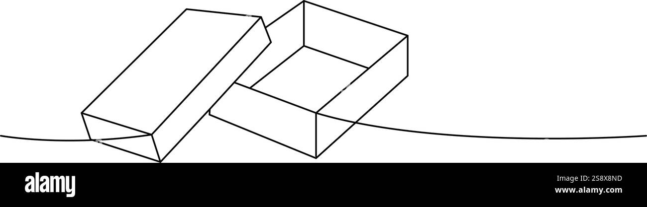 Package cardboard box one line continuous drawing. Carton delivery ...