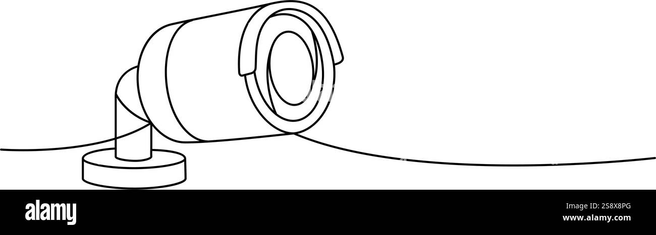 Safety camera one line continuous drawing. Security surveillance system ...
