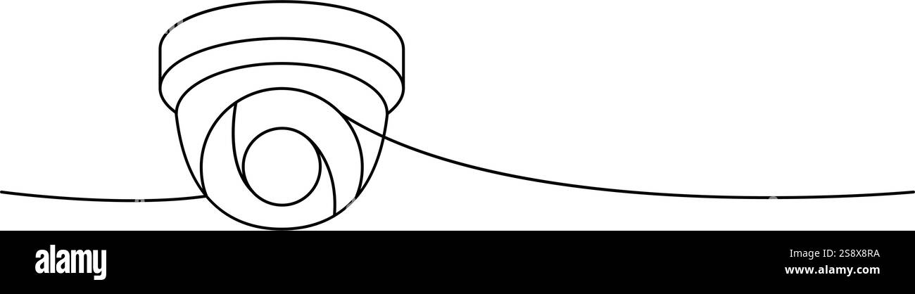 External home camera one line continuous drawing. Security surveillance ...