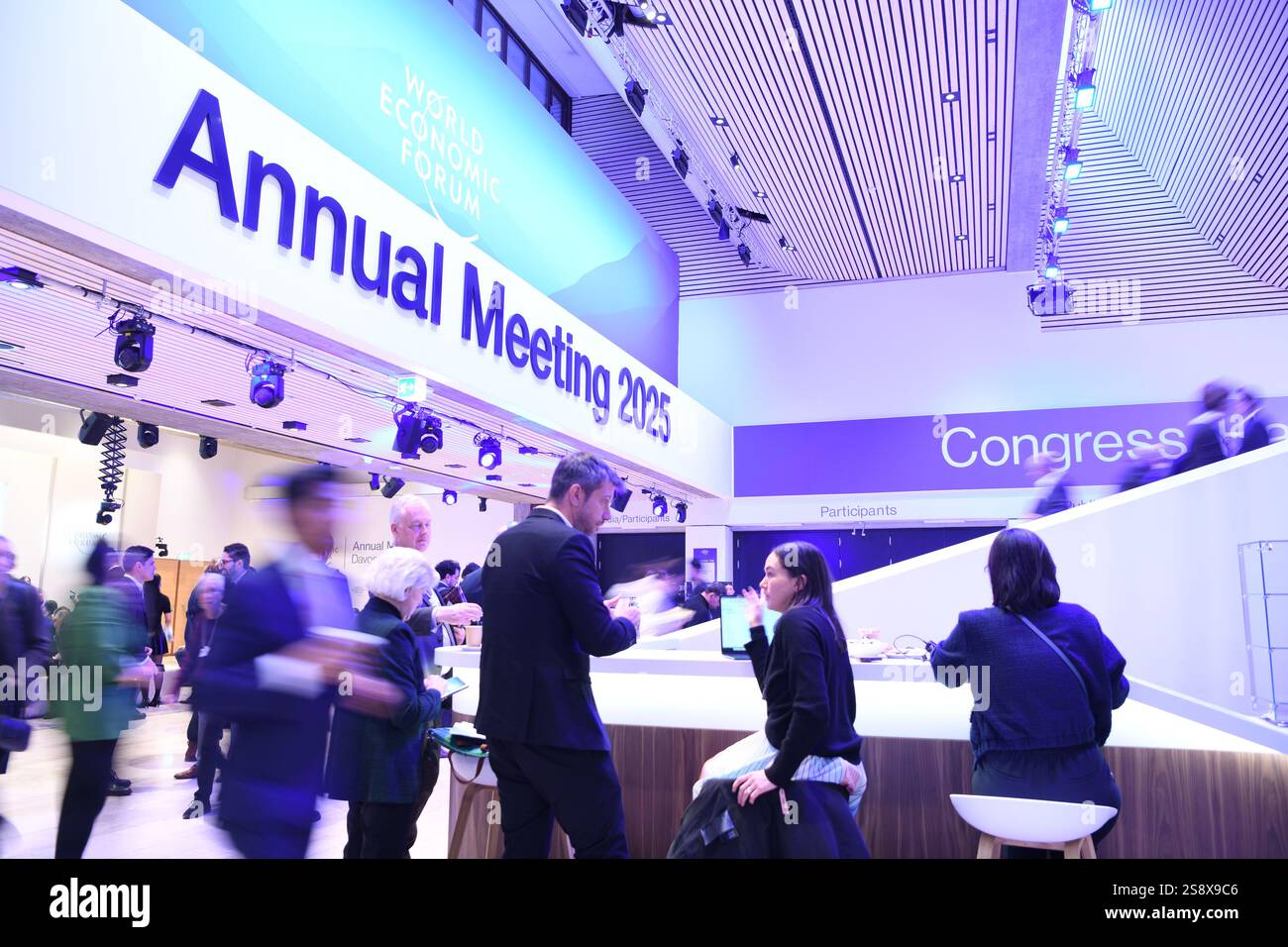 Davos, Switzerland. 23rd Jan, 2025. People attend the World Economic ...