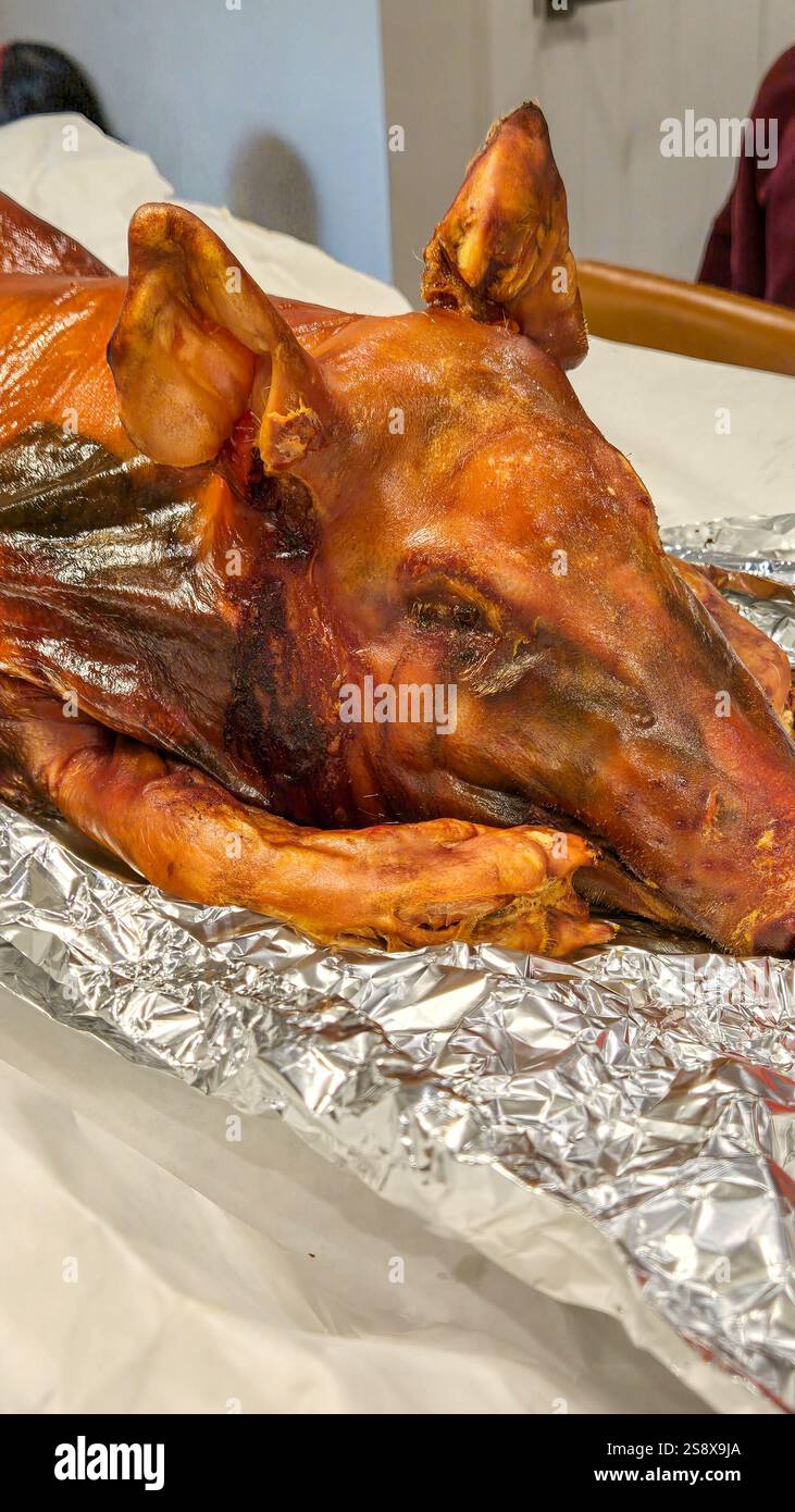 This is a lechon which is a whole roasted pig. This is a favorite food ...