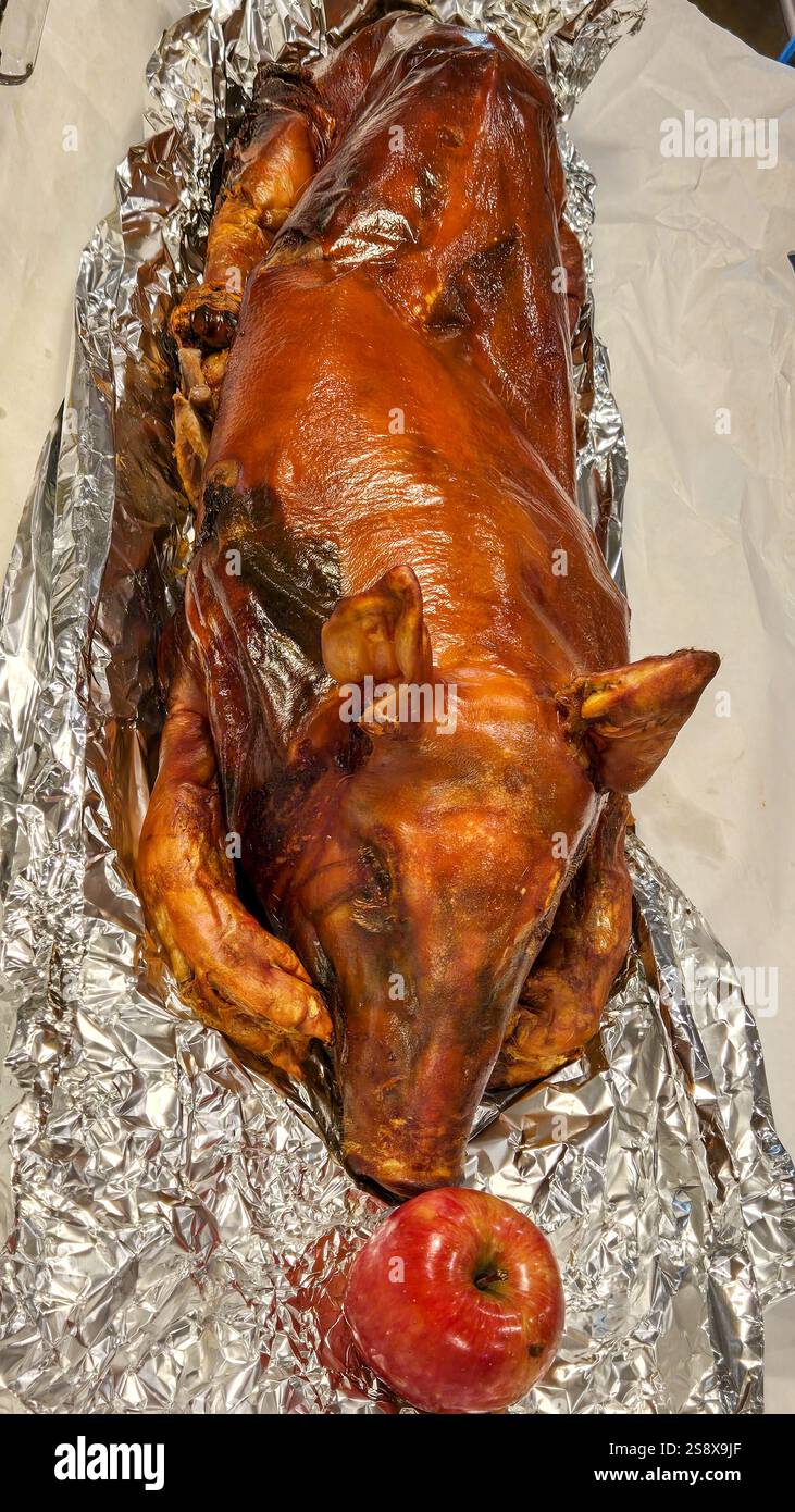 This is a lechon which is a whole roasted pig. This is a favorite food ...