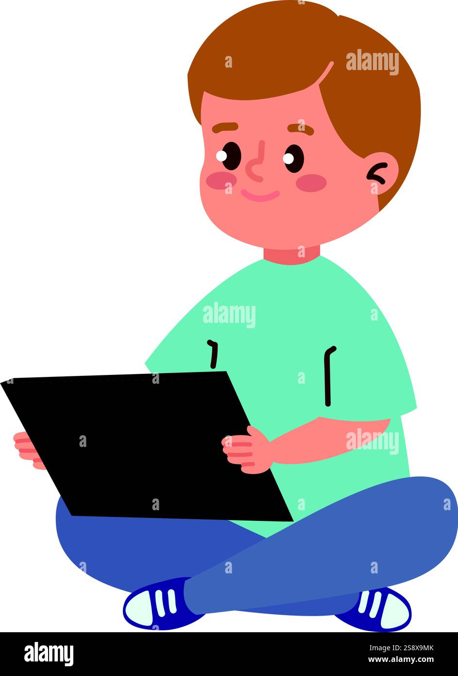 Boy typing laptop Stock Vector Image & Art - Alamy