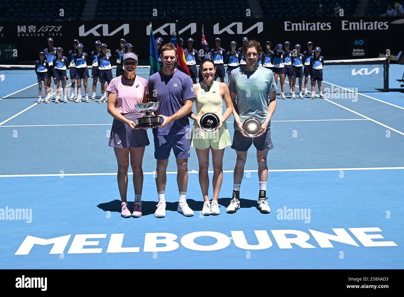 Olivia Gadecki and John Peers of Australia pose with the winning mixed ...