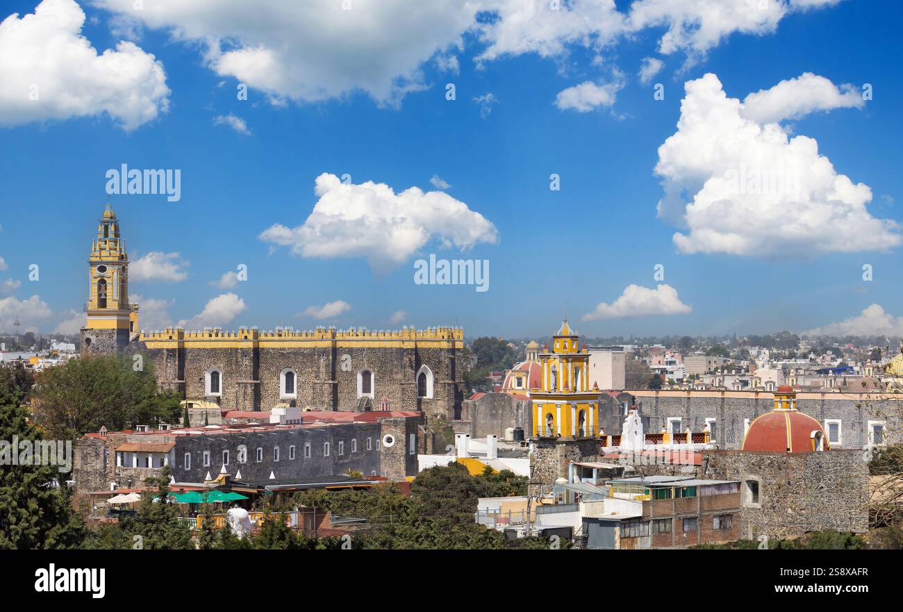 Scenic panoramic view, colorful colonial architecture of Cholula in ...