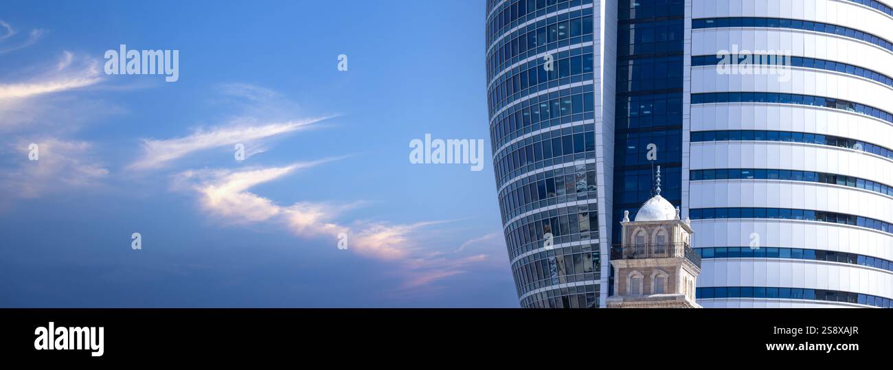 Israel, panoramic skyline view of Haifa downtown and historic center ...