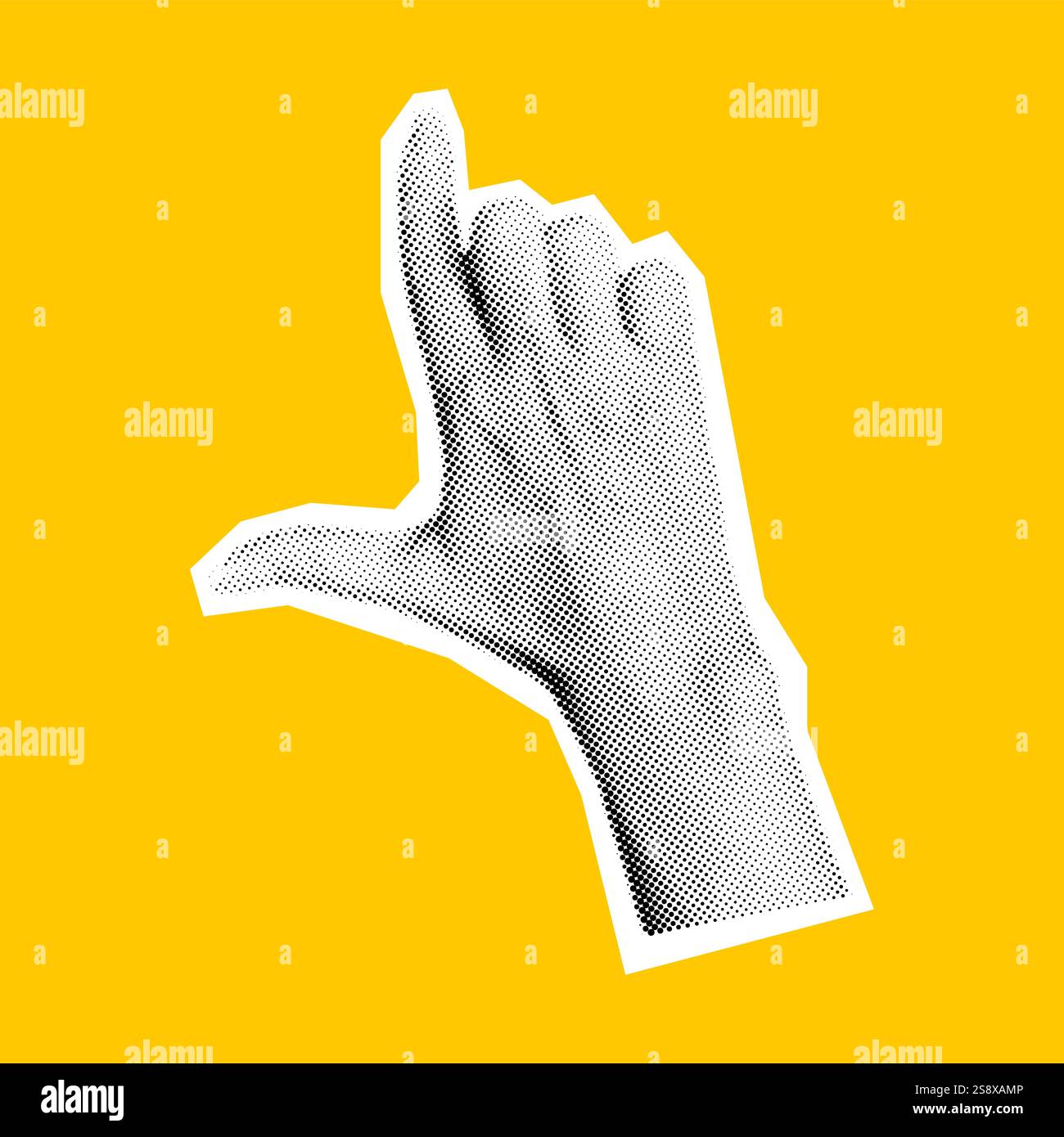 Hand making Loser sign with thumb and index finger halftone collage ...
