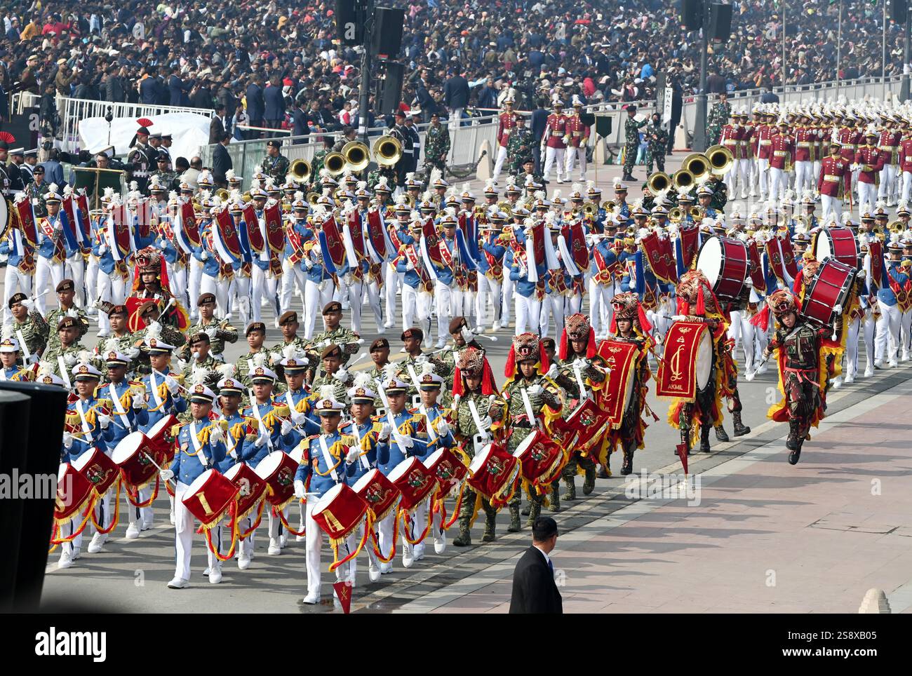 NEW DELHI, INDIA - JANUARY 23: Indonesia's band contingent during the ...