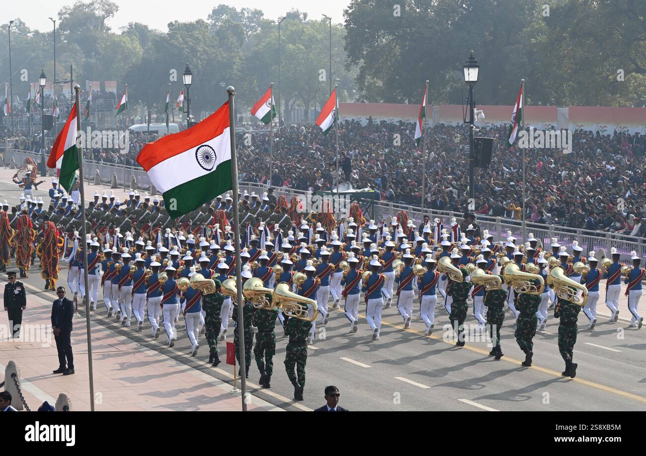 NEW DELHI, INDIA - JANUARY 23: Indonesia's band contingent during the ...