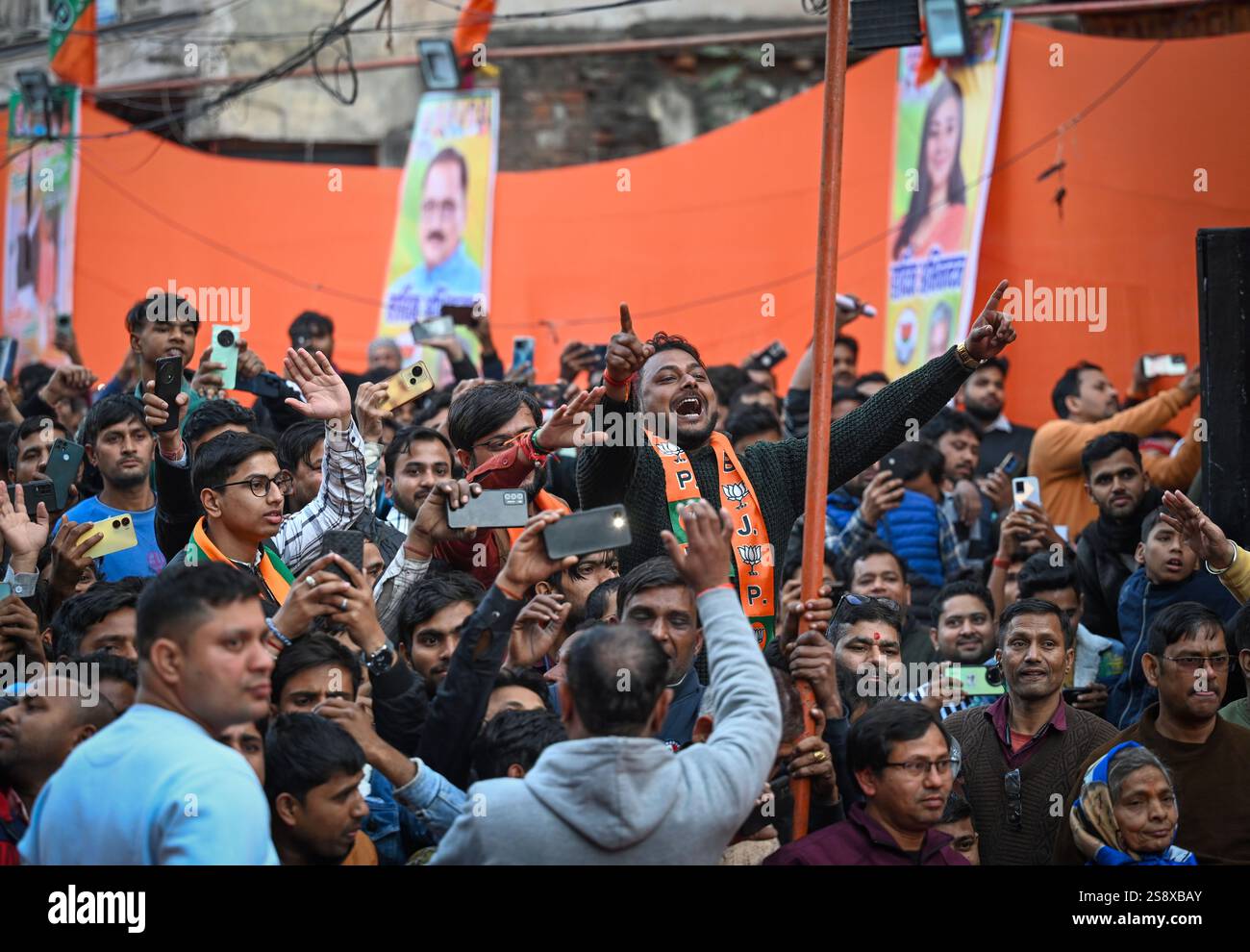New Delhi, India. 23rd Jan, 2025. NEW DELHI, INDIA - JANUARY 23: Massive crowds of BJP ...