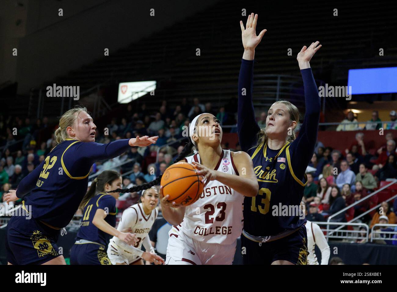 Boston College forward Kennedi Jackson (23) drives to the basket ...