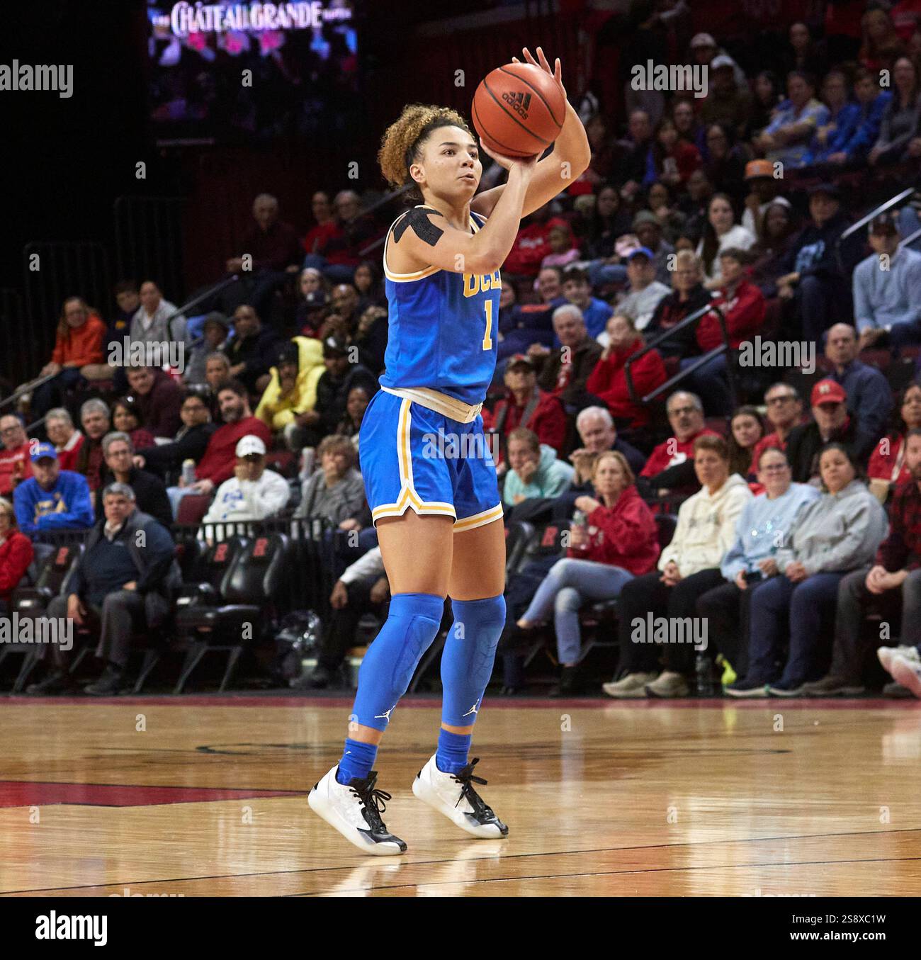 UCLA Bruins guard Kiki Rice (1) shoots a three pointer against the ...