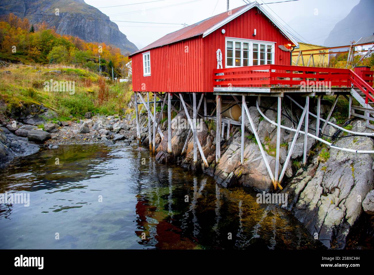 Traditional Rorbu House in Town of Å - Lofoten - Norway Stock Photo - Alamy