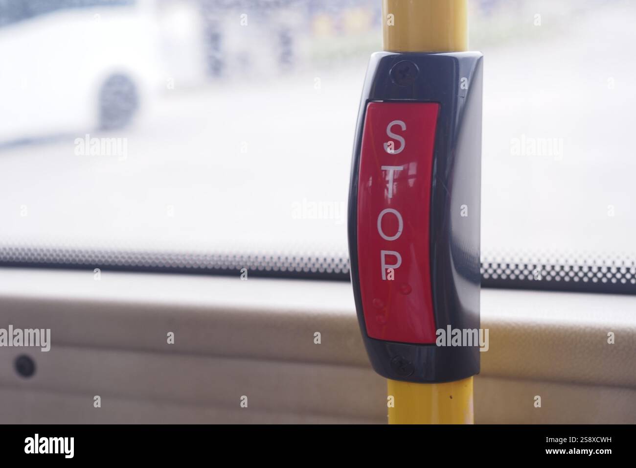 Closeup of Bus bell switch for stop inside the public bus Stock Photo ...