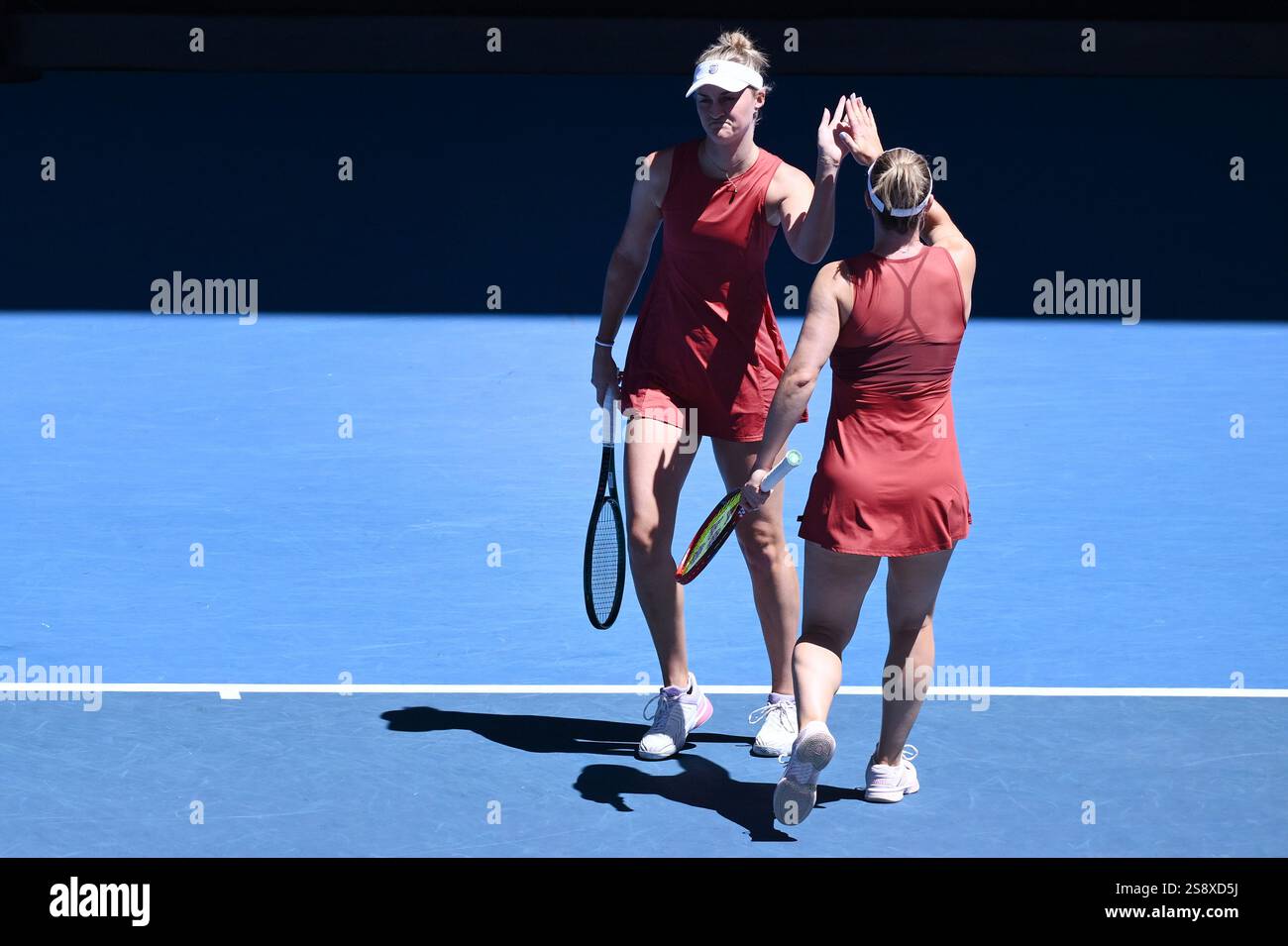 Melbourne, Australia. 24th Jan, 2025. Erin Routliffe of New Zealand and Gabriela Dabrowski of ...