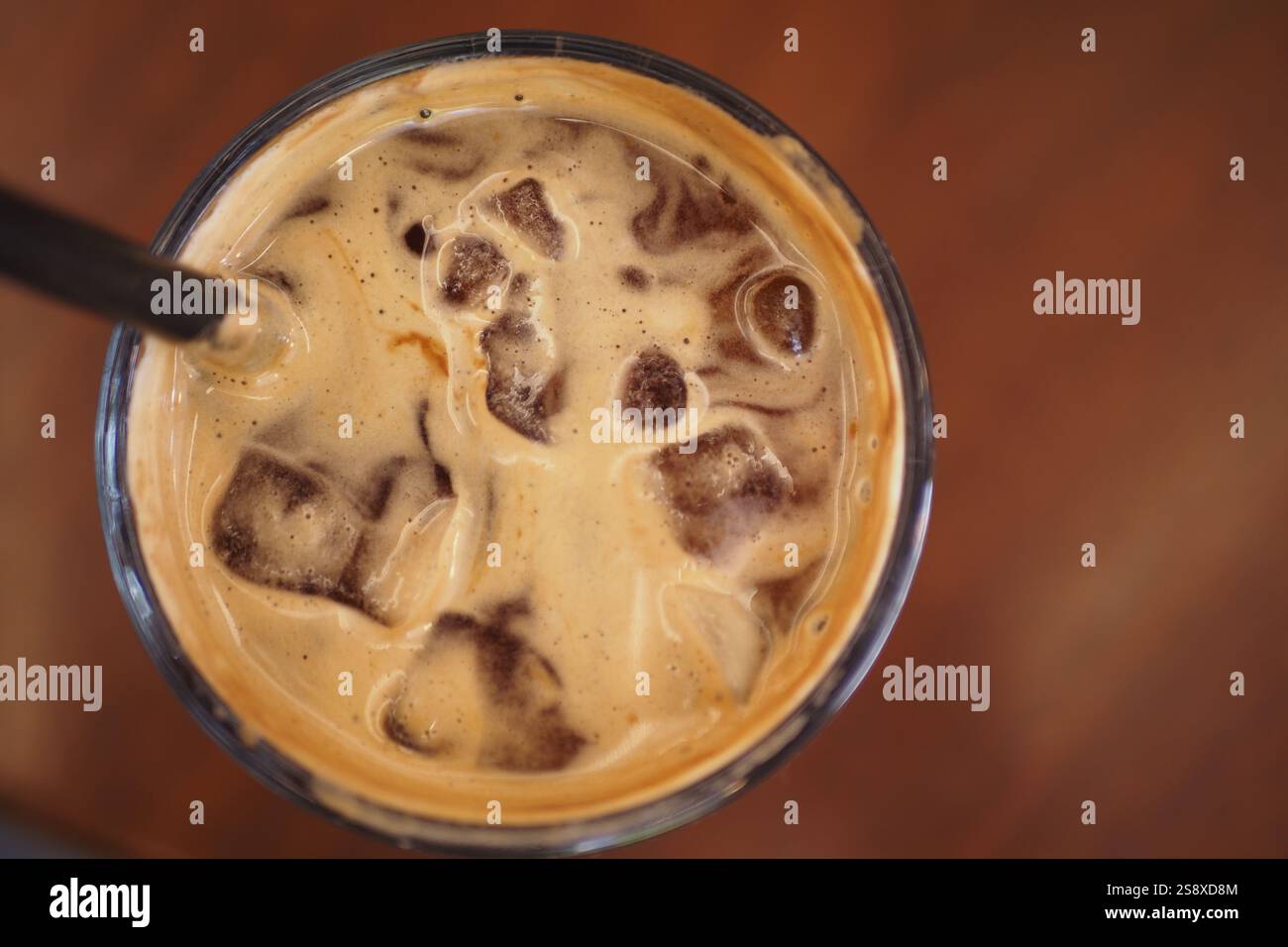 iced late in a transparent glass on cafe table Stock Photo - Alamy