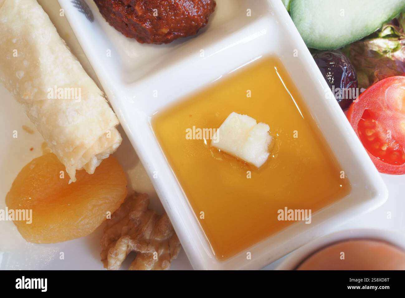 Delicious Turkish Breakfast Platter with Honey, Cheese, Nut, and Fresh ...