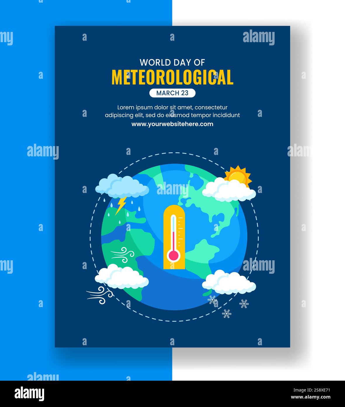 World Meteorological Day Flat Cartoon Design for Vertical Poster ...