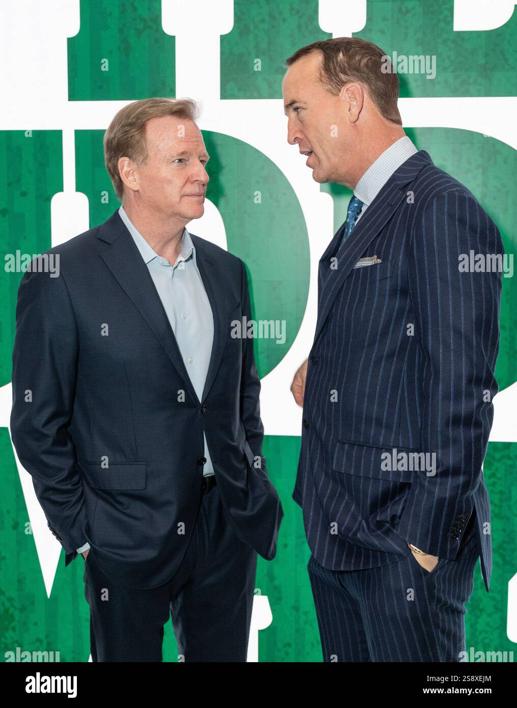 New York, USA. 23rd Jan, 2025. Roger Goodell and Peyton Manning attend ...