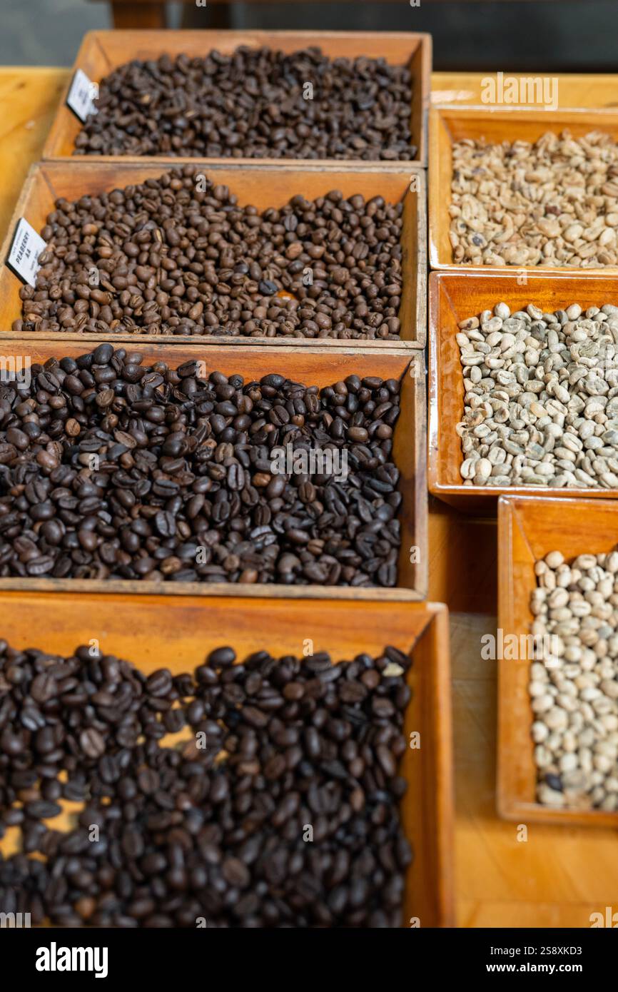 Costa Rica, Doka coffee plantation. Processed roasted coffee beans ...