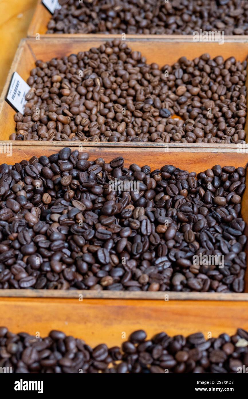 Costa Rica, Doka coffee plantation. Processed roasted coffee beans ...
