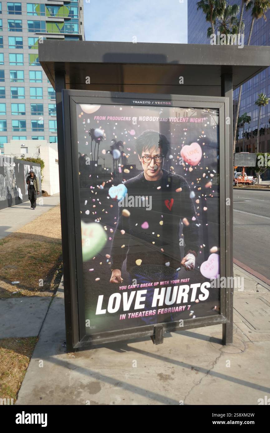 Los Angeles, California, USA 22nd January 2025 Love Hurts Bus Stop ...