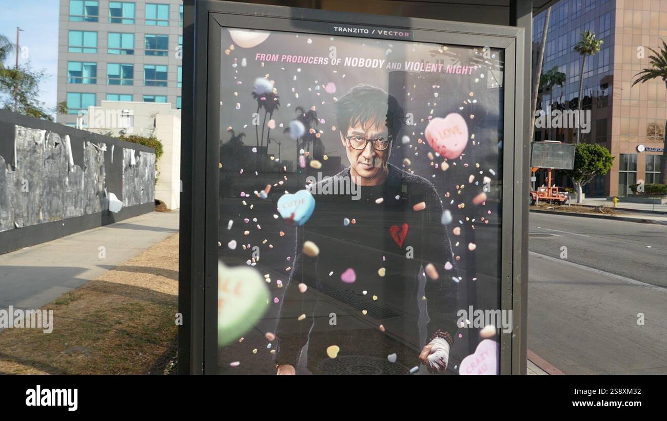 Los Angeles, California, USA 22nd January 2025 Love Hurts Bus Stop ...
