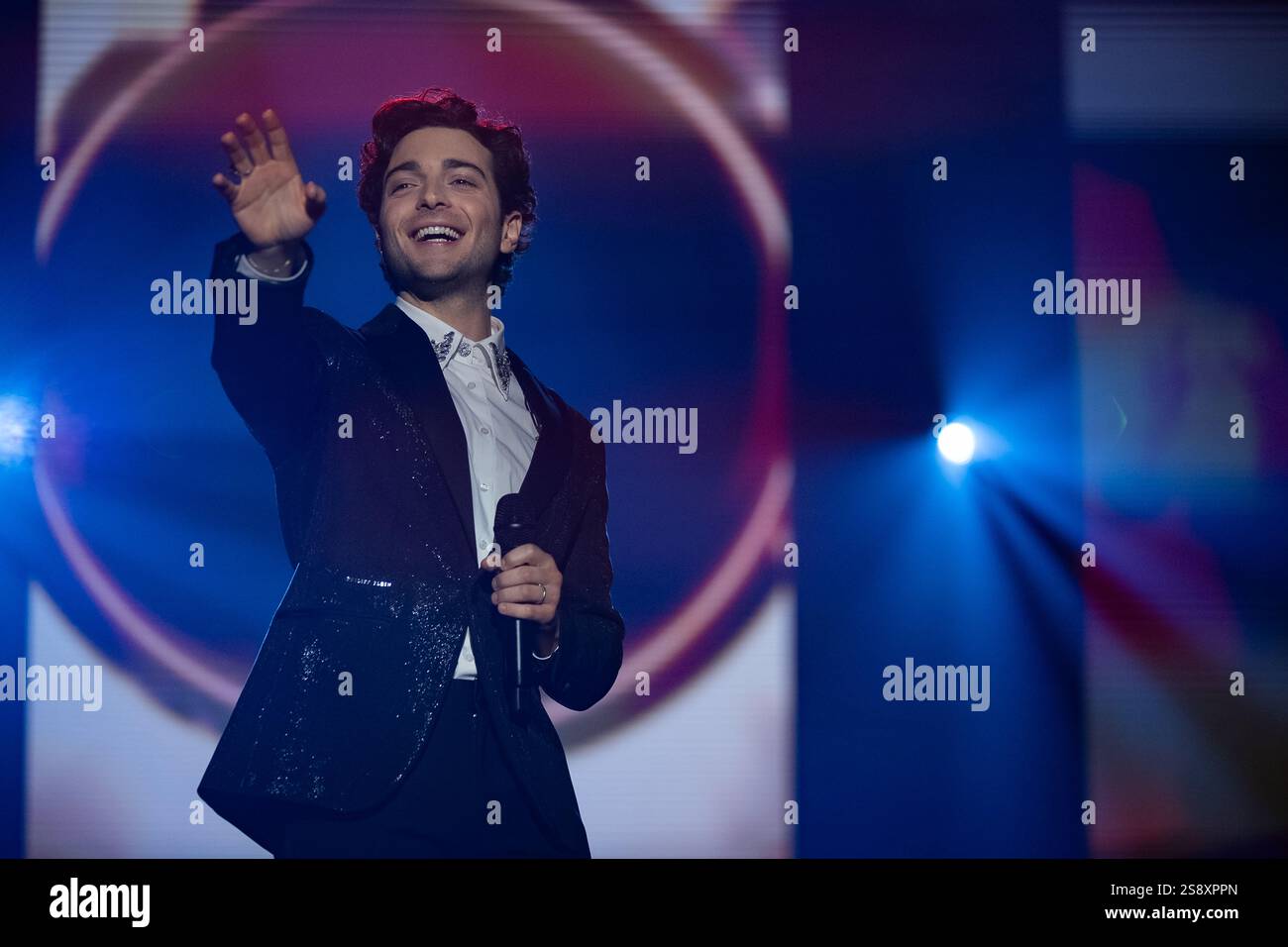 Eboli, Italy. 23rd Jan, 2025. Gianluca Ginoble from Il Volo performs ...