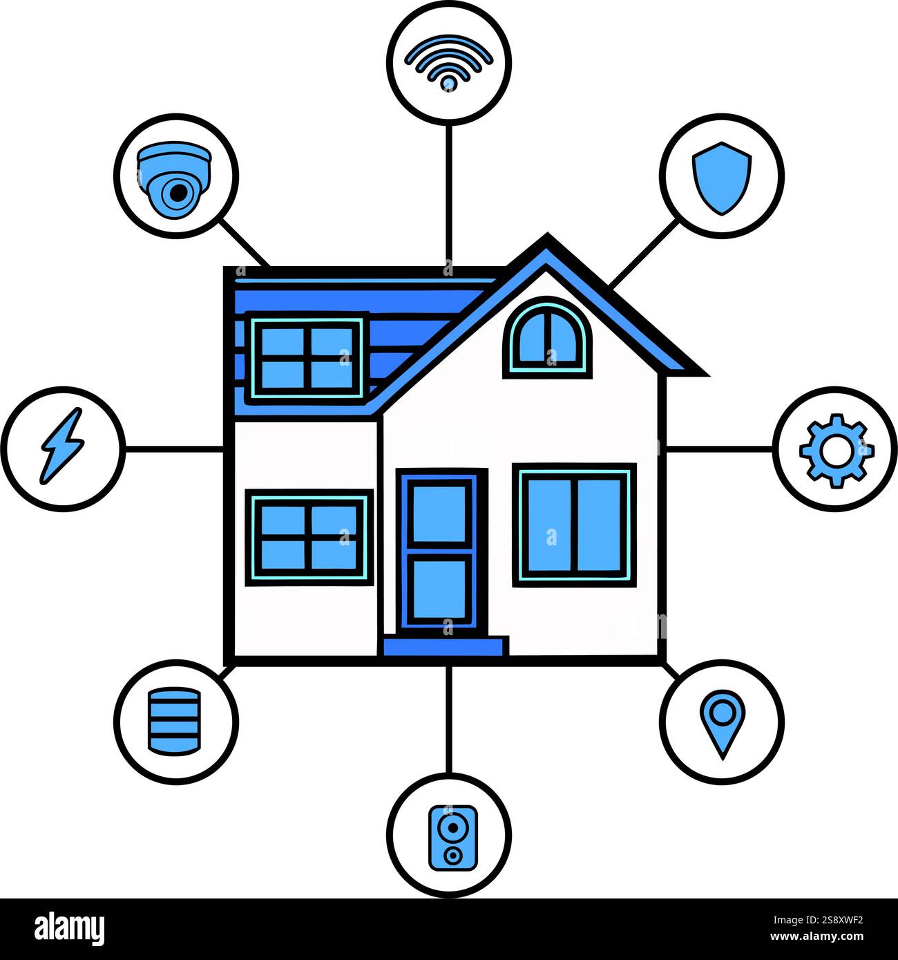Connected home system Stock Vector Image & Art - Alamy
