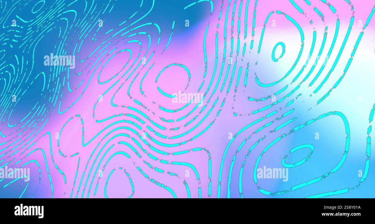 Abstract blue and pink contour lines image over gradient background ...