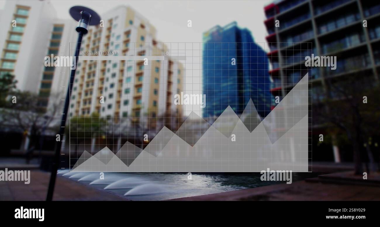Image of digital data processing over cityscape Stock Photo - Alamy