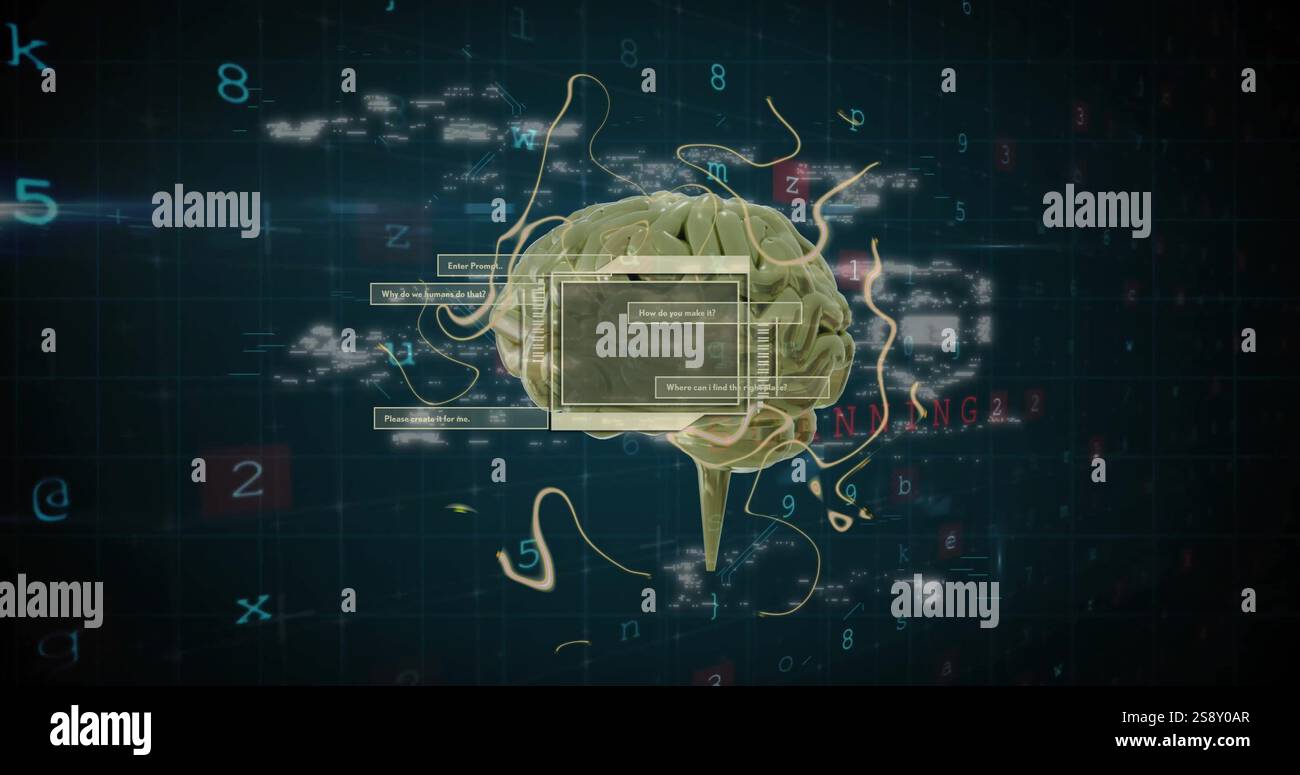 Image of ai text, human brain and data processing Stock Photo - Alamy