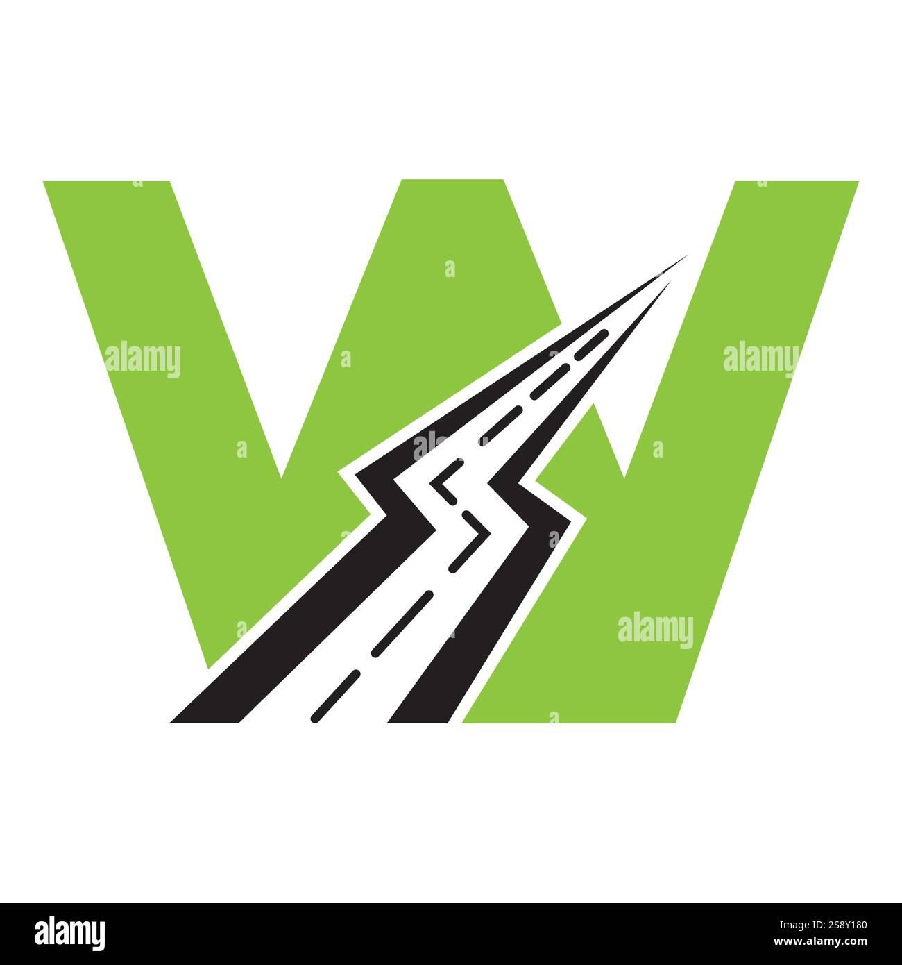 Initial Road Logo Design On Letter W For Transportation and freight ...