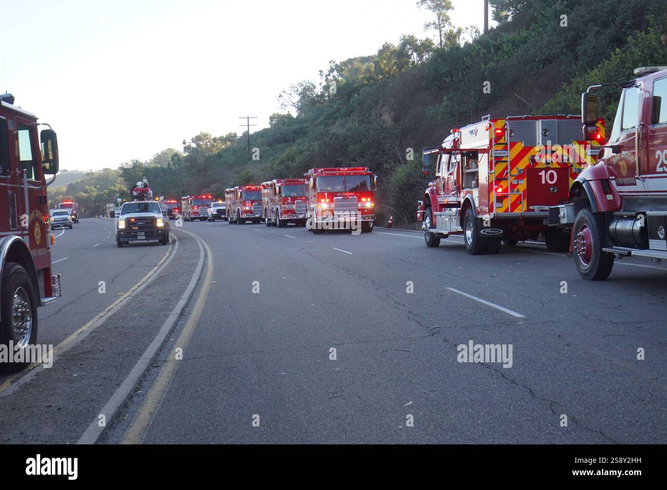 Fire trucks are seen at the fire scene. The Gilman Fire began at the La ...