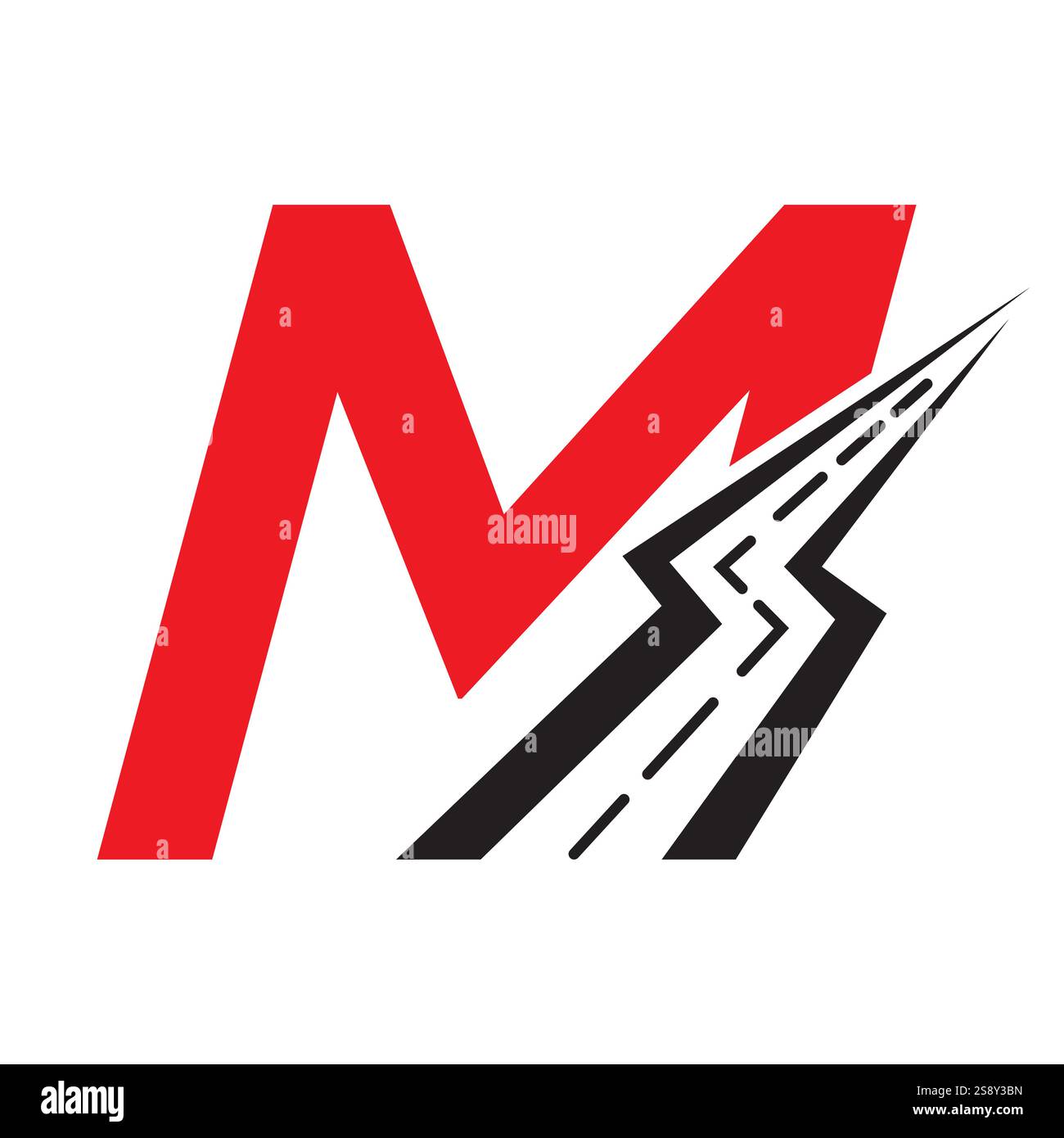 Initial Road Logo Design On Letter M For Transportation and freight ...