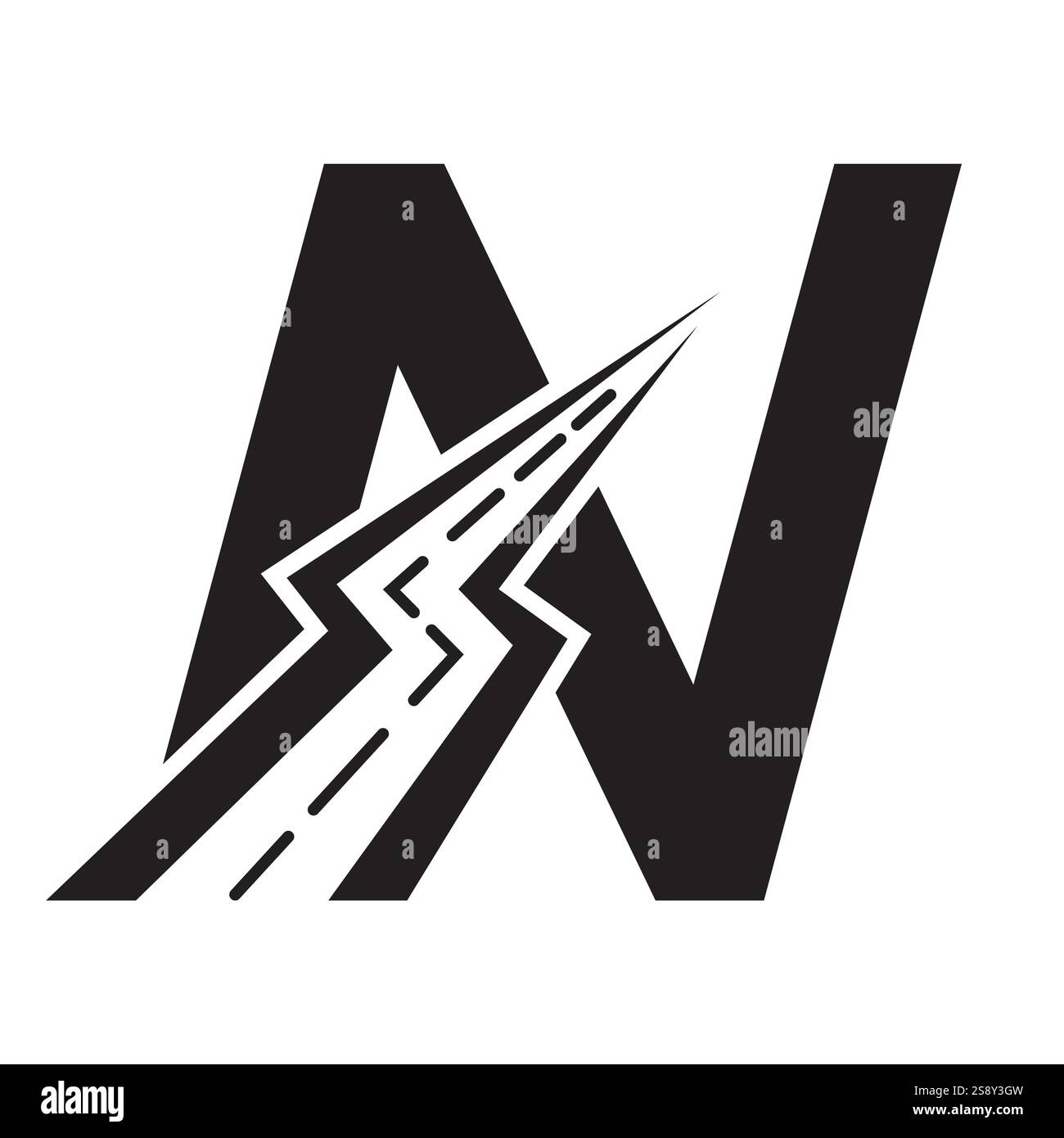 Initial Road Logo Design On Letter N For Transportation and freight ...