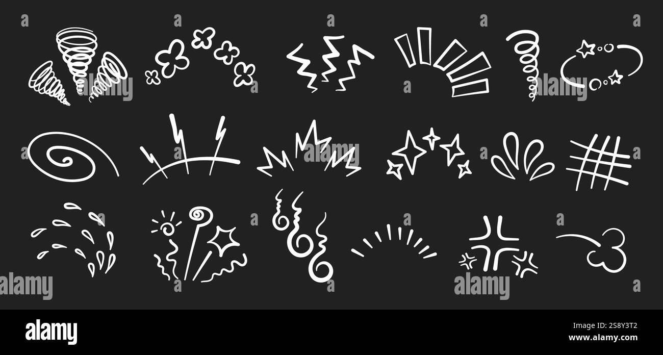 Manga or anime comic emoticon element graphic effects hand drawn doodle ...