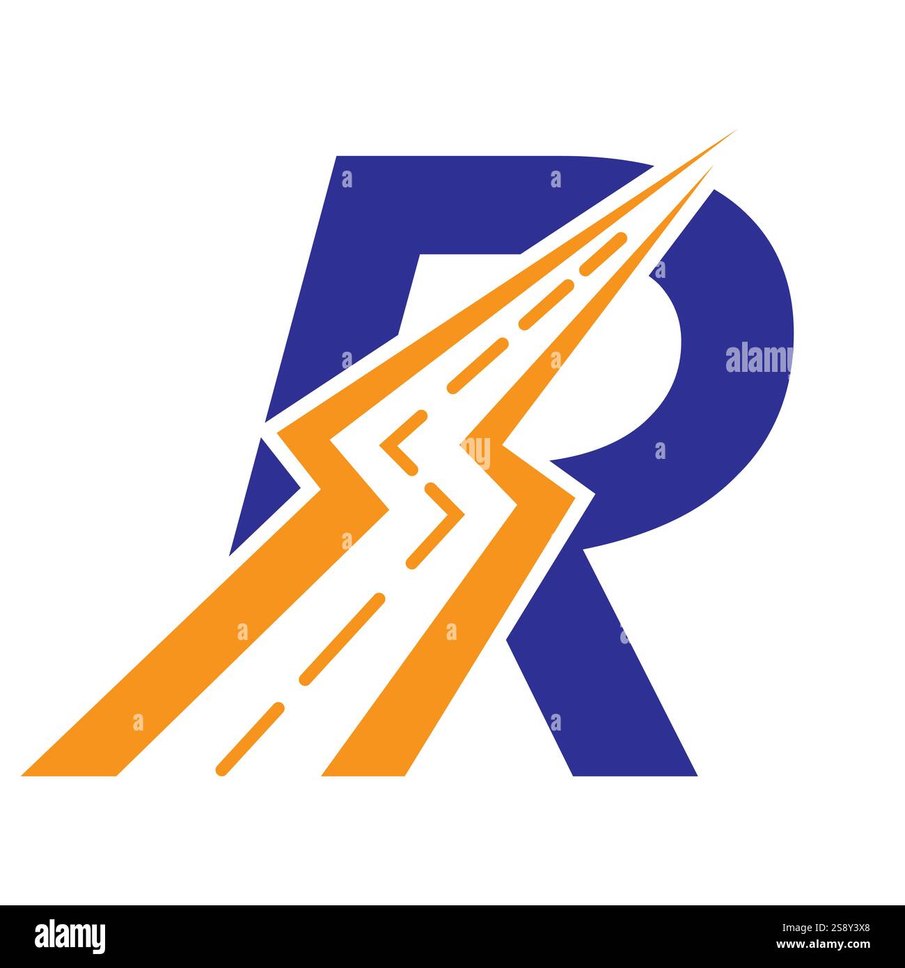 Initial Road Logo Design On Letter R For Transportation and freight ...
