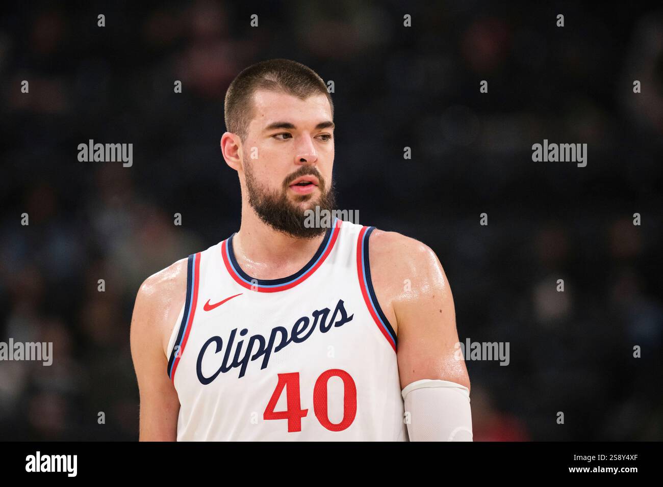 Los Angeles Clippers center Ivica Zubac looks on during the first half ...