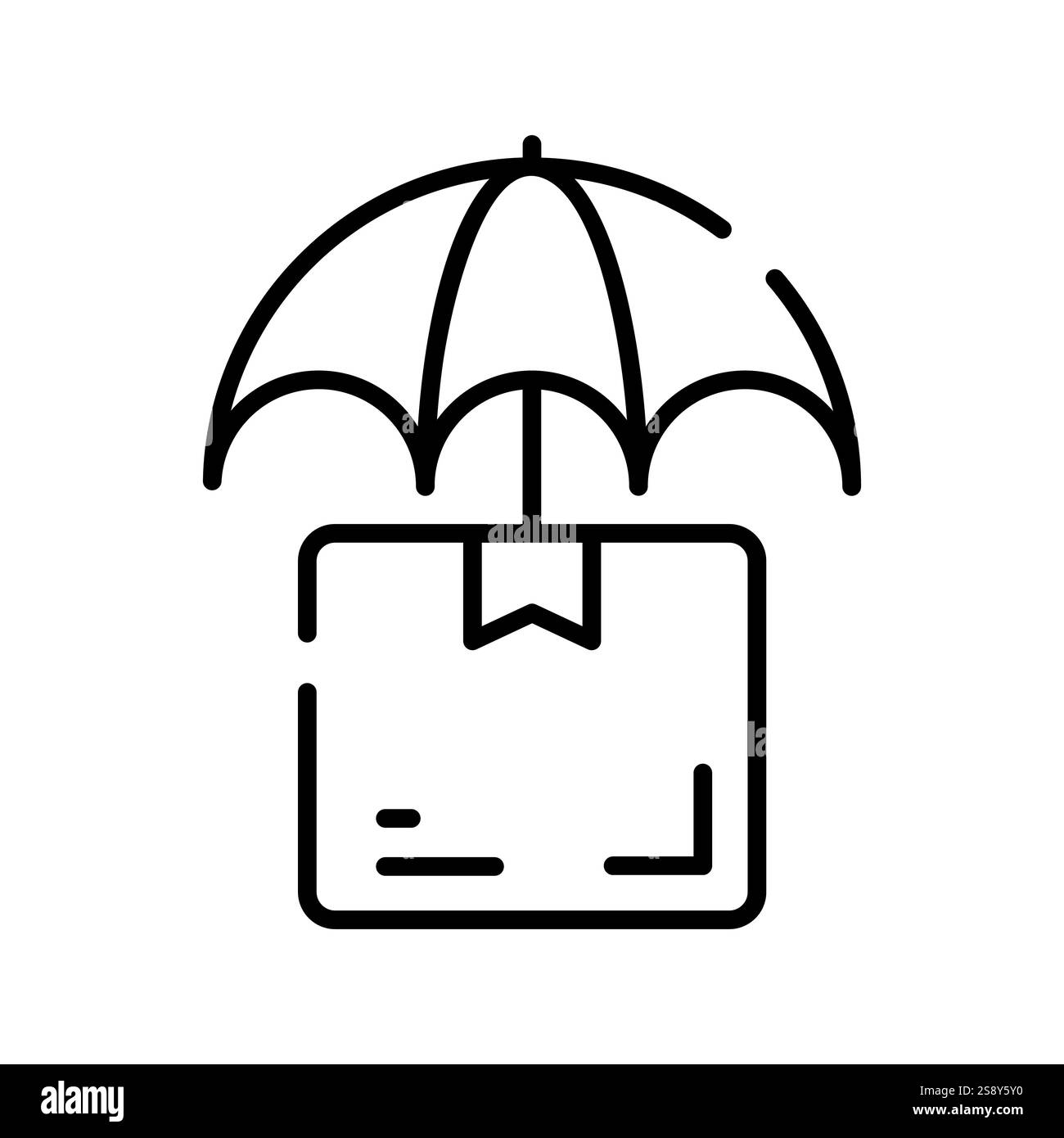 Package parcel under umbrella showing concept icon of package insurance ...