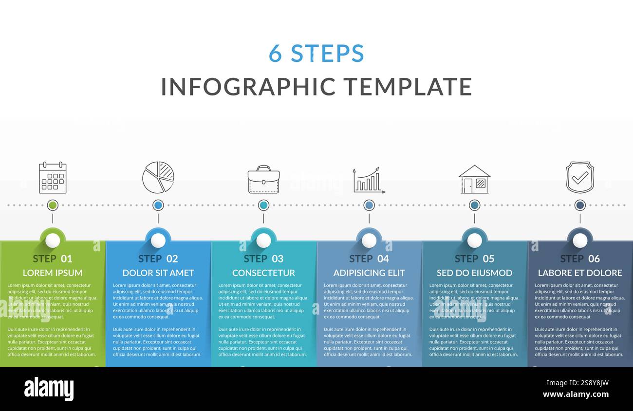Infographic template with 6 steps, workflow, process chart, vector ...