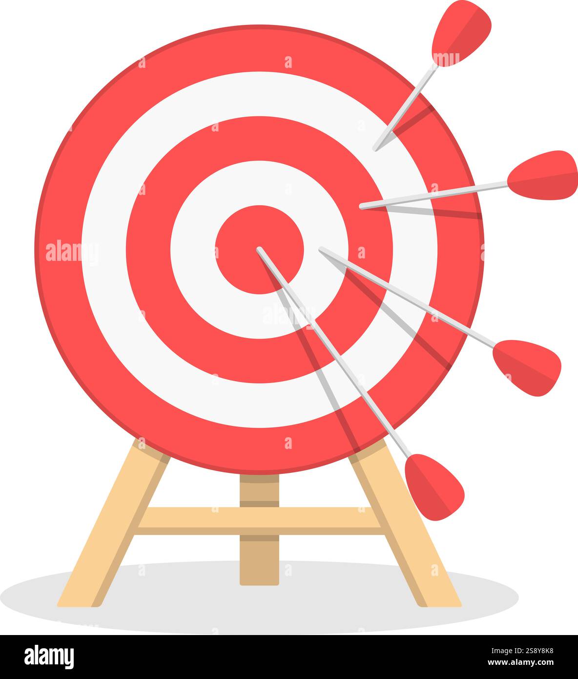 Red target with four arrows on white background, vector eps10 ...