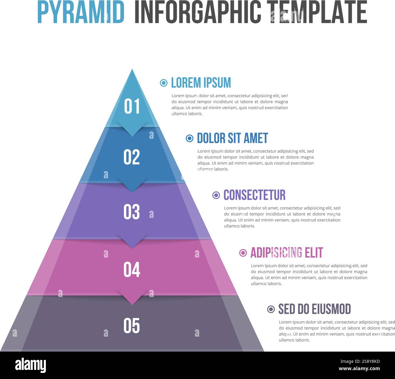 Pyramid infographic template with five elements, vector eps10 ...