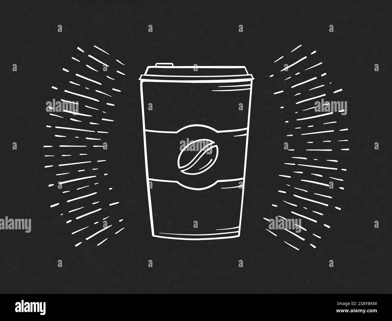 Take away coffee cup, coffee to go, handdrawn style, retro background ...