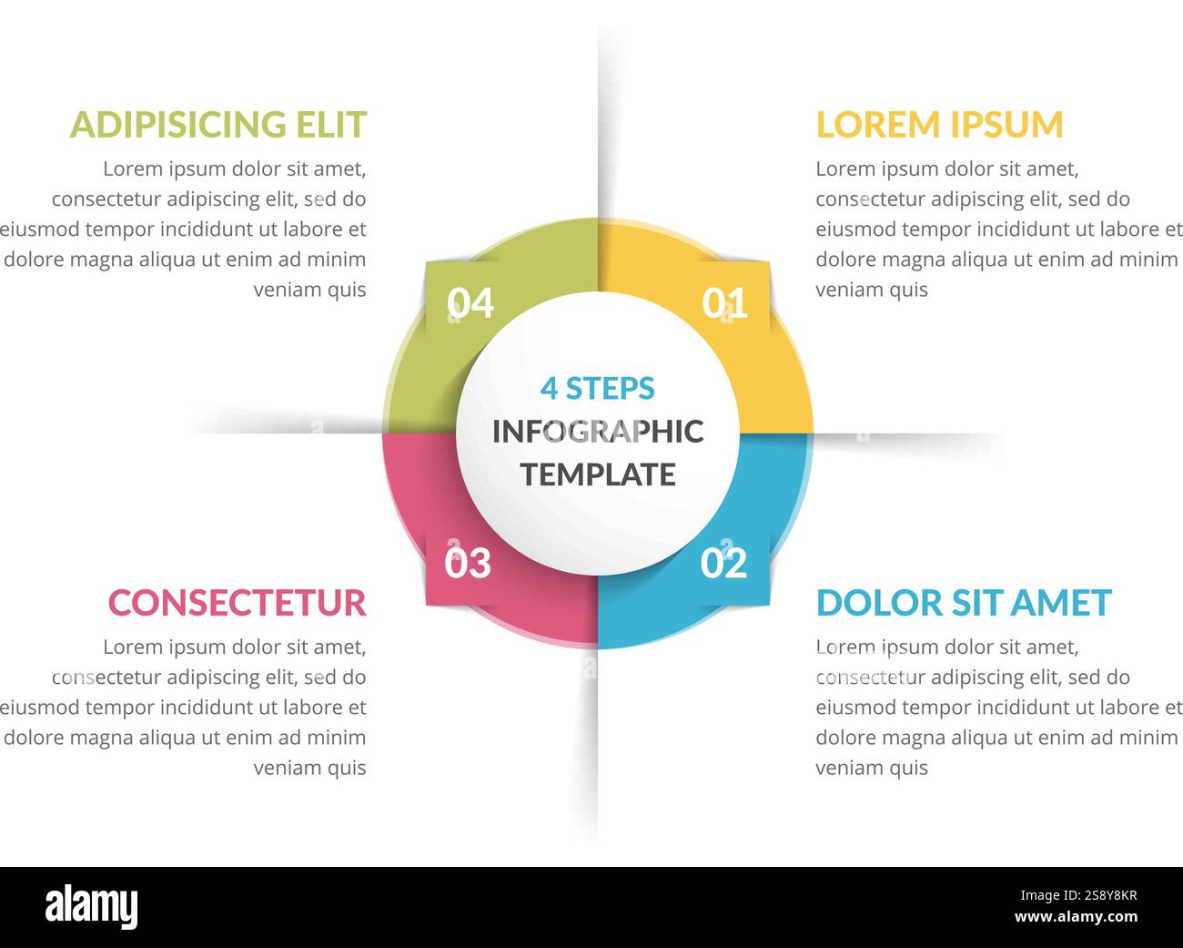 Circle infographic template with four steps or options, process chart ...